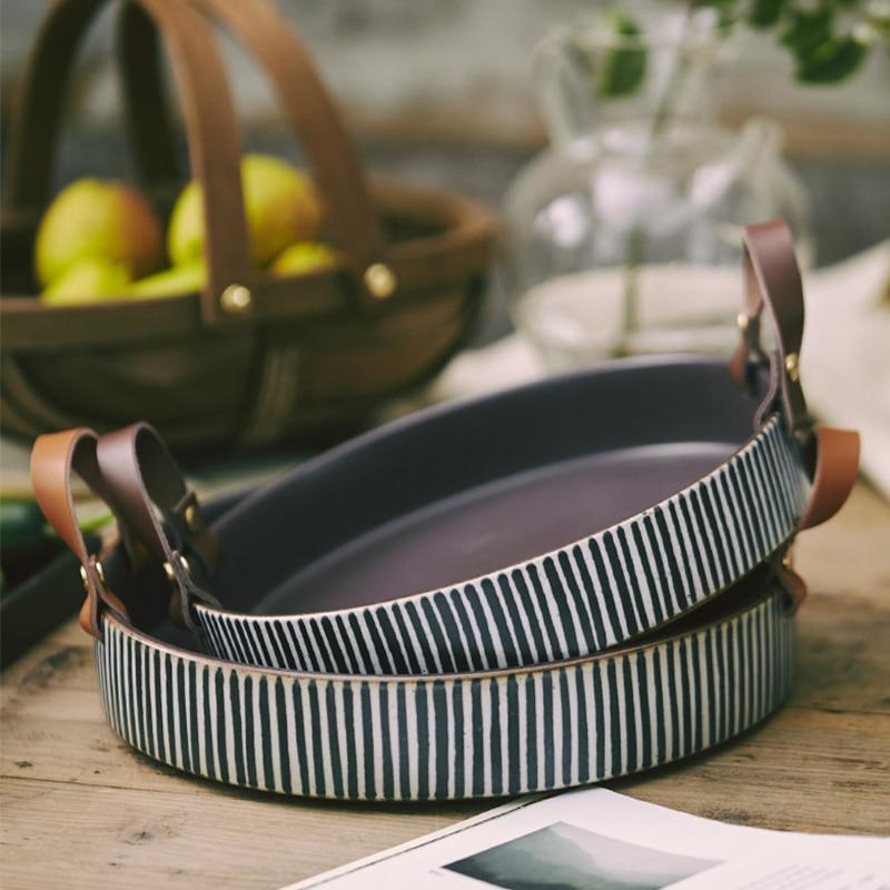 Handmade Ceramic Tray w/ Leather Handles – INSPIRA LIFESTYLES