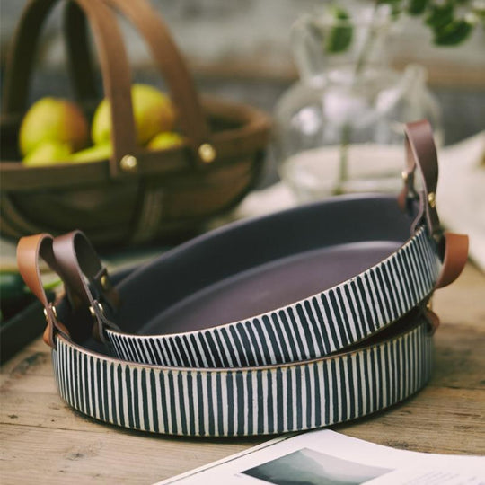 Handmade Ceramic Tray w/ Leather Handles – INSPIRA LIFESTYLES