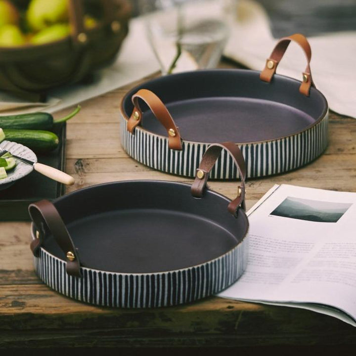 Handmade Ceramic Tray w/ Leather Handles – INSPIRA LIFESTYLES